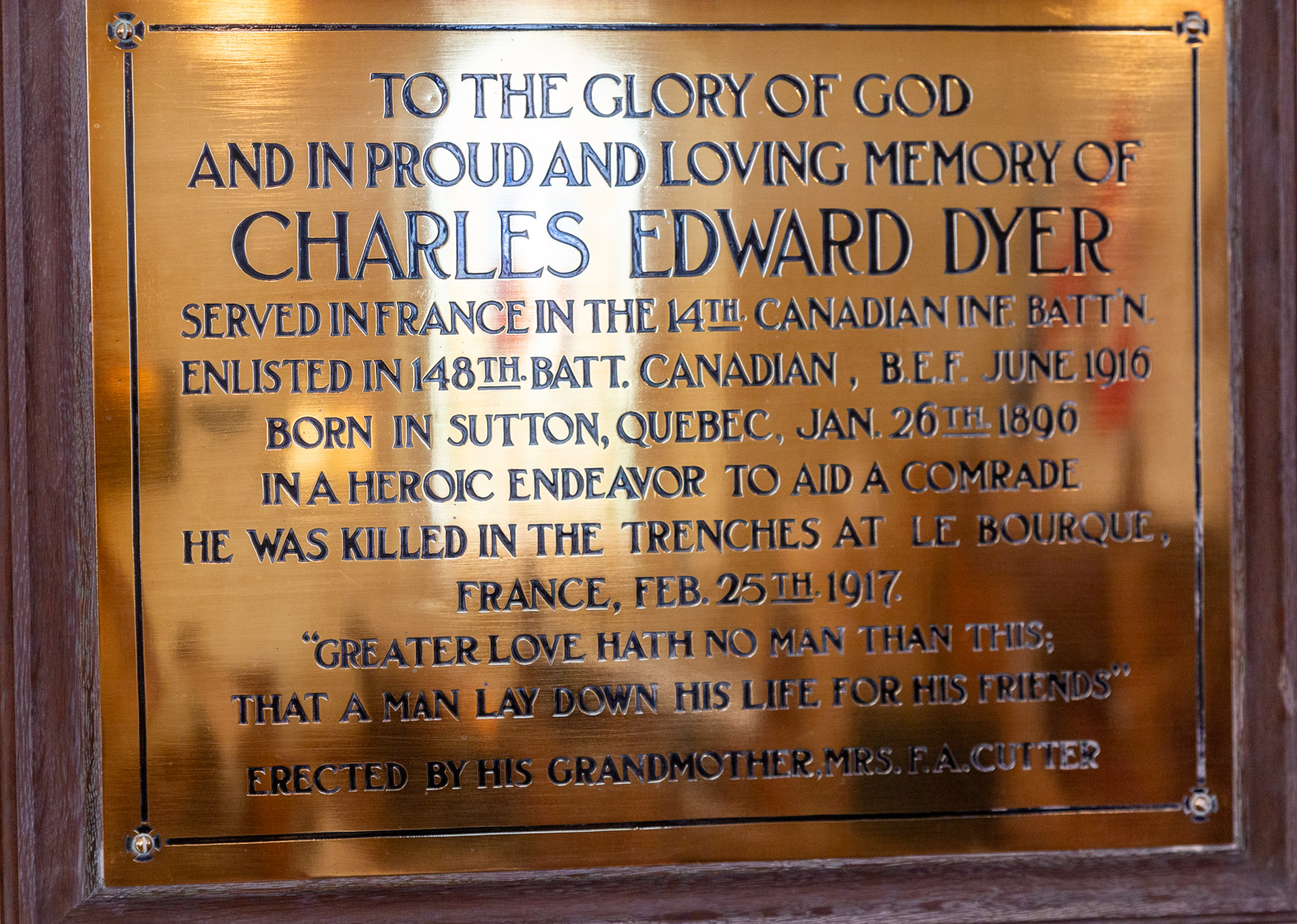 Charles Edward Dyer Plaque | Veterans Affairs Canada