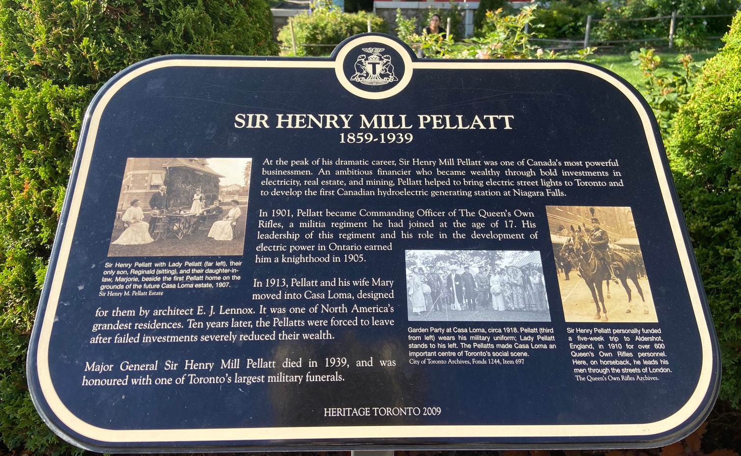 Major General Sir Henry Mill Pellatt Plaque | Veterans Affairs Canada